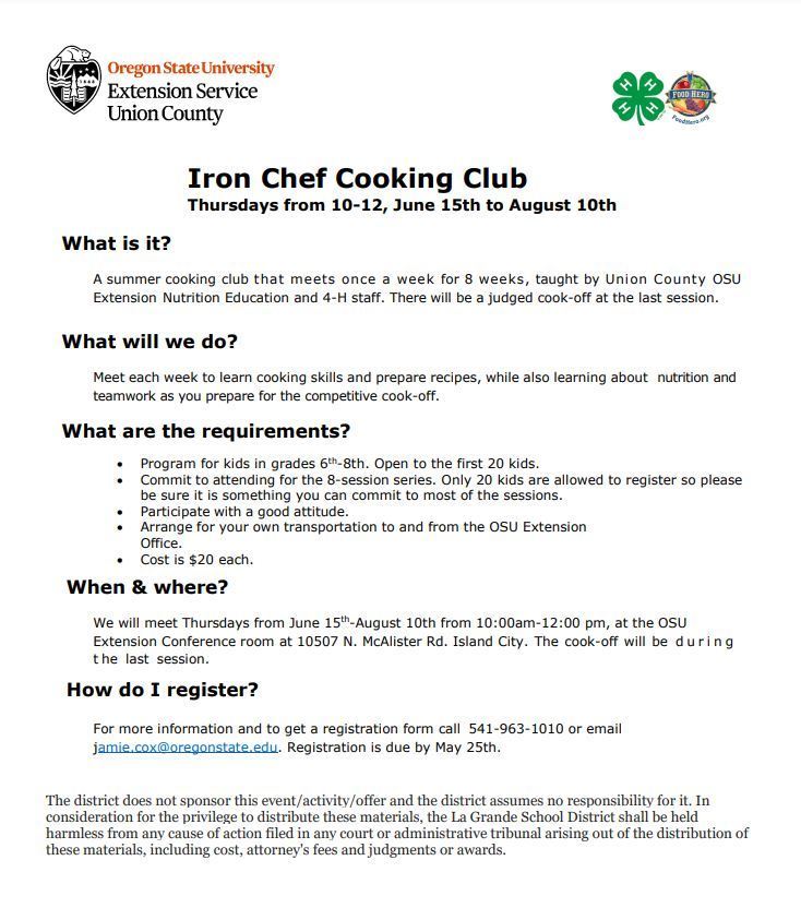 Iron Chef Cooking Club | La Grande Middle School